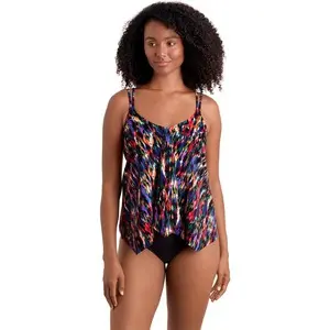 SHAPESOLVER Handkerchief Hem Tankini Top - Temptress