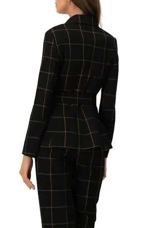 IVONNE Striped Double-breasted Blazer With Belt