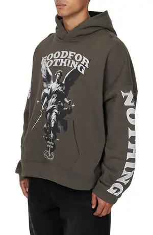 GOOD FOR NOTHING Boxy Statue Print Hoodie