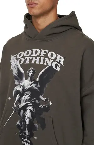 GOOD FOR NOTHING Boxy Statue Print Hoodie