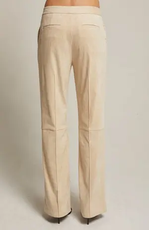 CRESCENT Faux Suede Flared Pants - Light Beige
