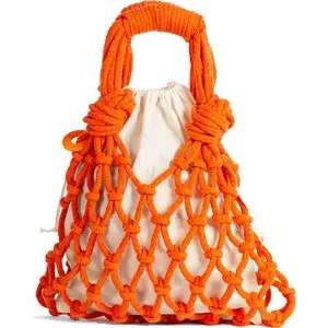 TIN MARIN Trenza Macramé Net Tote - Papaya Orange