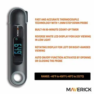 MAVERICK Temp & Time Reverse Lcd Thermocouple Thermometer