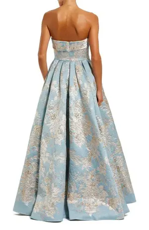 Mac Duggal Floral Brocade Strapless A-line Ballgown
