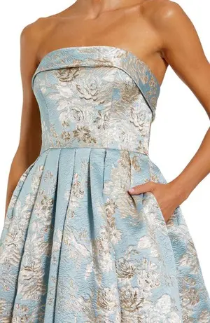 Mac Duggal Floral Brocade Strapless A-line Ballgown
