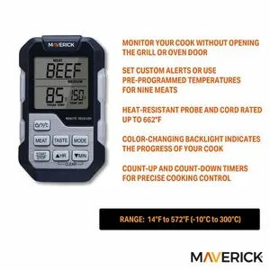 MAVERICK Single Probe Barbeque Thermometer And Timer