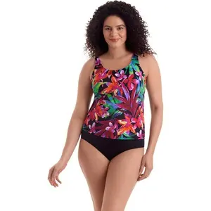 SHAPESOLVER Mastectomy Tankini Swimsuit Top - Secret Jungle