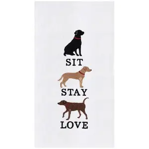 C&F HOME Sit Stay Love Dog Kitchen And Bathroom Embroidered Hand Towel - Brown