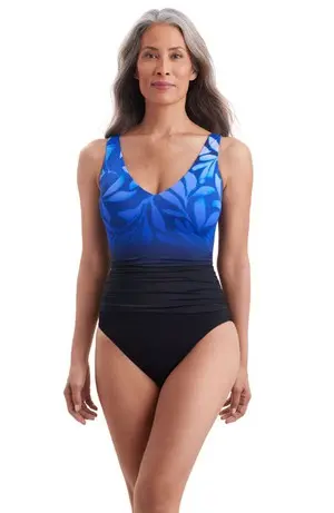 SHAPESOLVER Twist Back One-Piece Swimsuit Fade Away