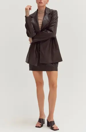CRESCENT Faux Leather Oversized Blazer