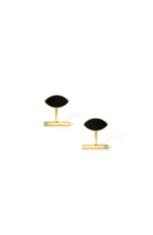 RETRO CHIC Eyes Earrings - Black & Gold