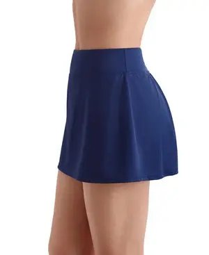 SHAPESOLVER Side Zipper Pocket Swim Skort - Navy Blue