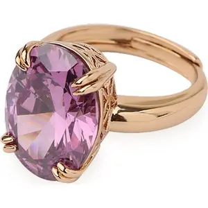 RETRO CHIC Grape Glow Statement Ring - Purple & Gold
