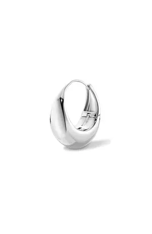 RETRO CHIC Drop Hoop Earrings - Silver