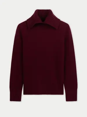 Gobi Cashmere Slit T-neck Cashmere Sweater - Zinfandel