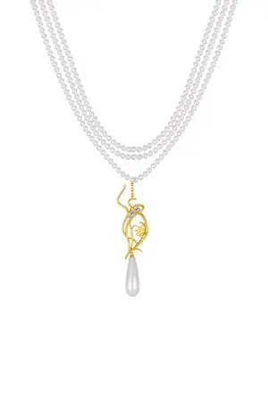 RETRO CHIC Lily Of The Valley Necklace - White & Gold