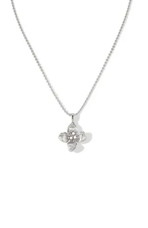 RETRO CHIC Iris Blossom Pendant Necklace - Silver