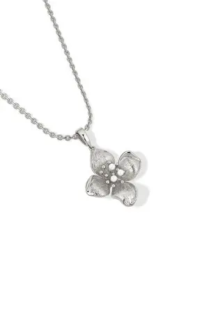 RETRO CHIC Iris Blossom Pendant Necklace - Silver