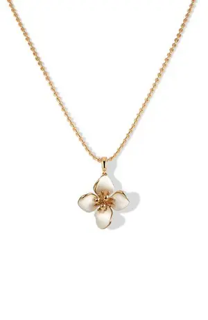 RETRO CHIC Iris Blossom Pendant Necklace - White & Gold