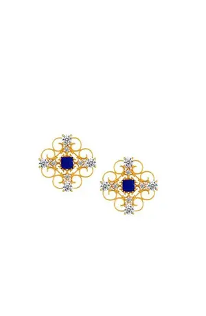 RETRO CHIC Orchid Dream Earrings - Blue & Gold