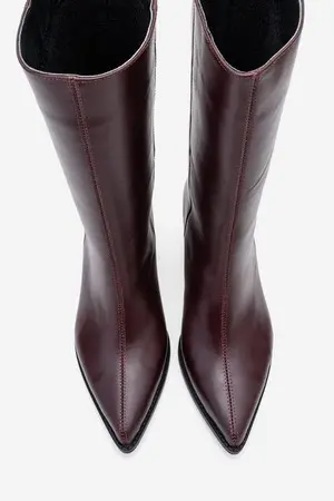 FOREVER & ALWAYS SHOES Juana Leather Pointed Toe Boots - Burgundy Leather