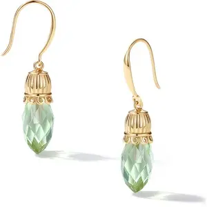 RETRO CHIC Nut Fairy Charm Drop Earrings - Green & Gold