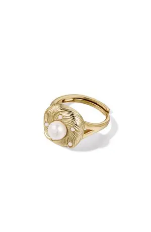 RETRO CHIC Canary Statement Ring - Gold & White