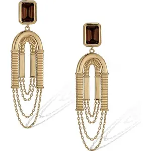 RETRO CHIC Olympieion Tassel Earrings - Brown & Gold