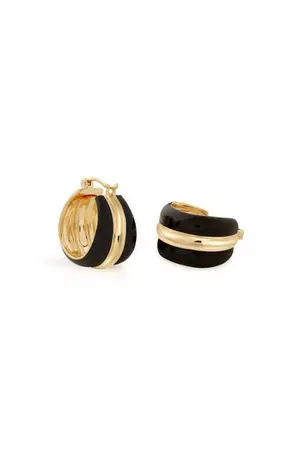 RETRO CHIC Ostuni Hoop Earrings - Black & Gold