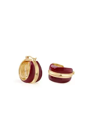 RETRO CHIC Ostuni Hoop Earrings - Red & Gold