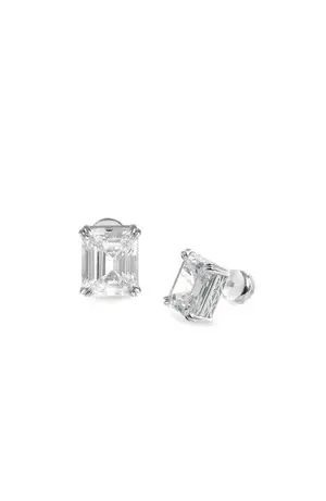 RETRO CHIC Coconut Glow Stud Earrings - Sliver & Crystal Clear