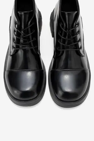 PROLOGUE SHOES Lagom Patent Boots - Black Matt Faux Leather