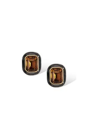 RETRO CHIC Roman Night Stud Earrings - Brown & Black