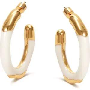 RETRO CHIC Time Ripples Earrings - White & Gold