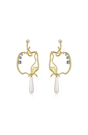RETRO CHIC Lily Of The Valley Drop Earrings - Gold & White