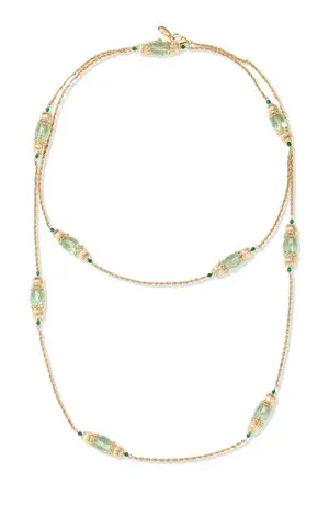 RETRO CHIC Nut Fairy Chain Necklace - Green & Gold