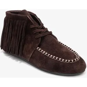 FOREVER & ALWAYS SHOES Raux Leather Ankle Boot - Brown Suede Leather