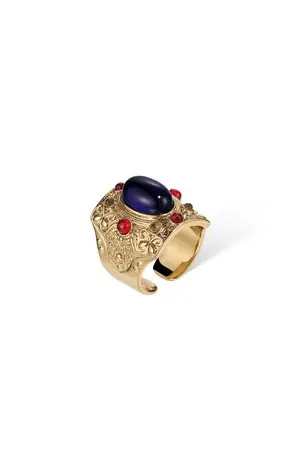 RETRO CHIC Byzantine King Statement Ring - Gold & Red & Blue & White