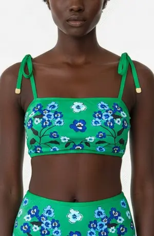 JESSIE ZHAO NEW YORK Tropical Escape Reversible Bikini Top - Green
