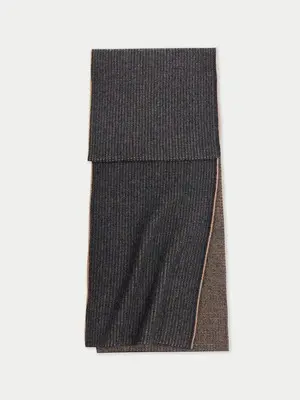 Gobi Cashmere Waffle Knit Cashmere Scarf - Charcoal