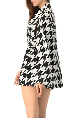 IVONNE Houndstooth Trench Coat With Cape