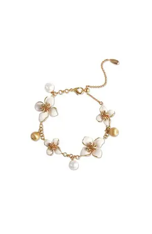 RETRO CHIC Iris Blossom Floral Bracelet - White & Gold
