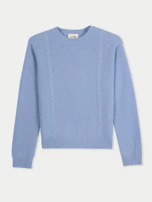 Gobi Cashmere Cropped Crewneck Cashmere Sweater - Dusty Blue