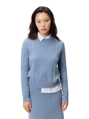 Gobi Cashmere Cropped Crewneck Cashmere Sweater - Dusty Blue