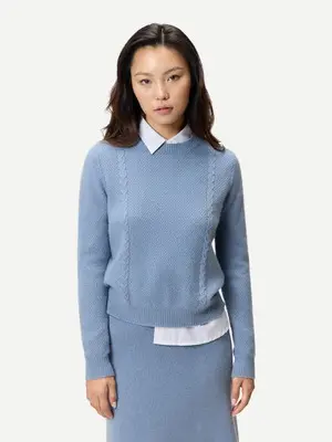 Gobi Cashmere Cropped Crewneck Cashmere Sweater - Dusty Blue