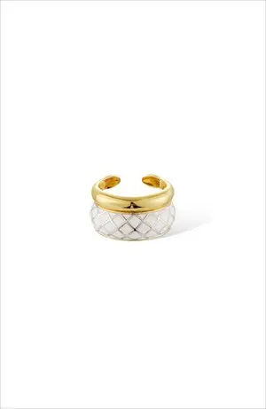 RETRO CHIC Architectural Ring - White & Gold