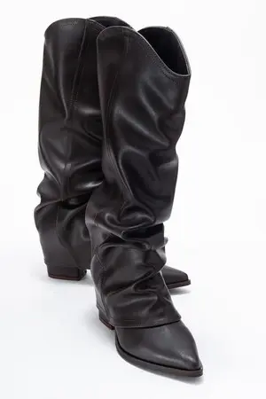 PROLOGUE SHOES Elaris Knee High Boots - Brown Faux Leather