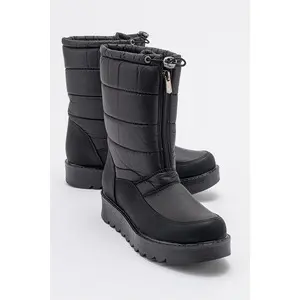 PROLOGUE SHOES Zip-up Mid-calf Snow Boots - Black Faux Leather