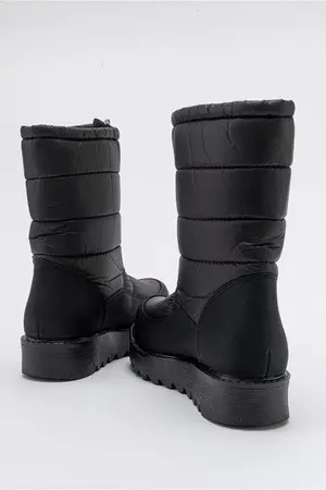 PROLOGUE SHOES Zip-up Mid-calf Snow Boots - Black Faux Leather