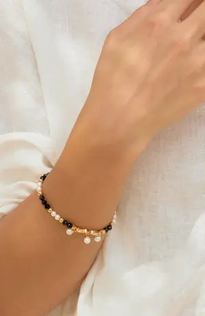 RETRO CHIC Poseidon Bracelet - Black & White & Gold